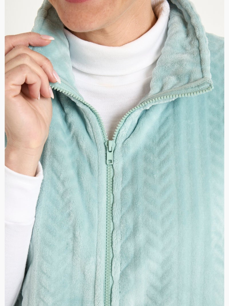 Gilet sans manches zippé polaire toucher peluche - Vert - Femme - 20.99€ - Kiabi