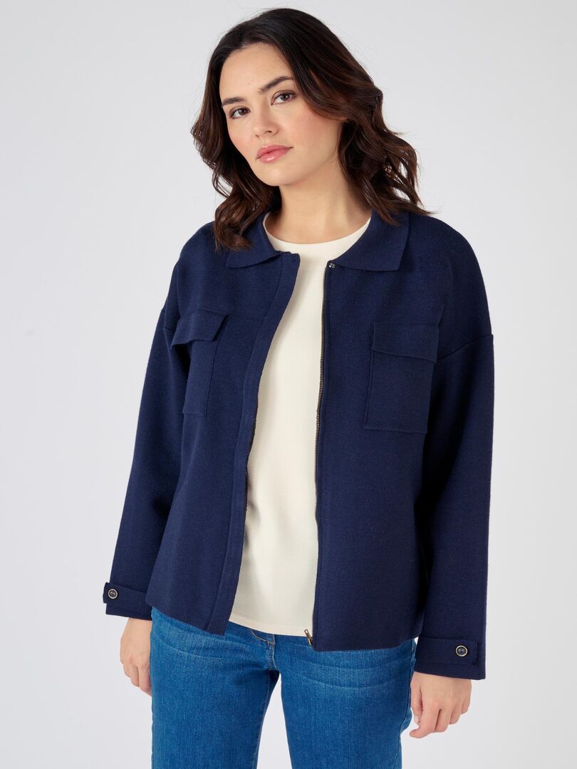 Gilet zippé col polo - Damart - Bleu marine - Kiabi - nu€