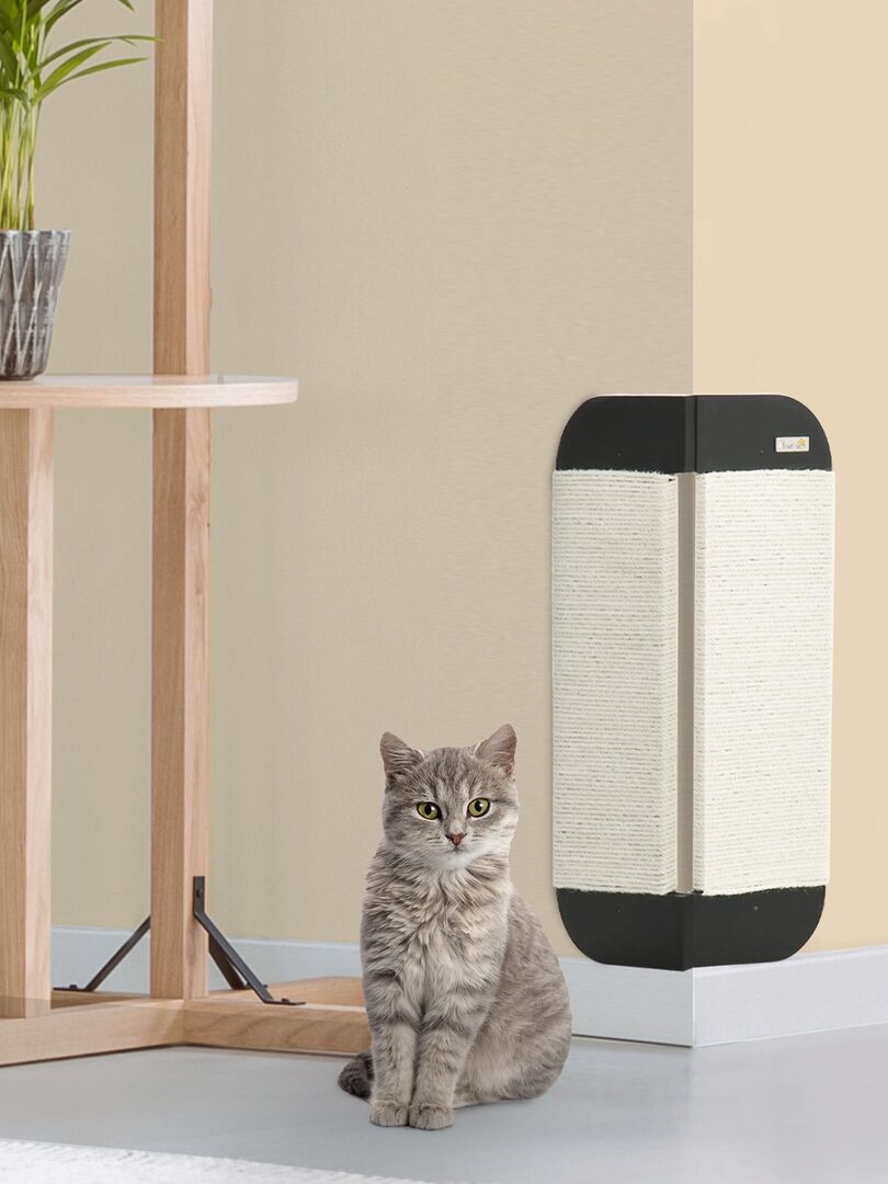 Griffoir grattoir chat d'angle mural jute naturelle - Noir - Kiabi - 28.90€