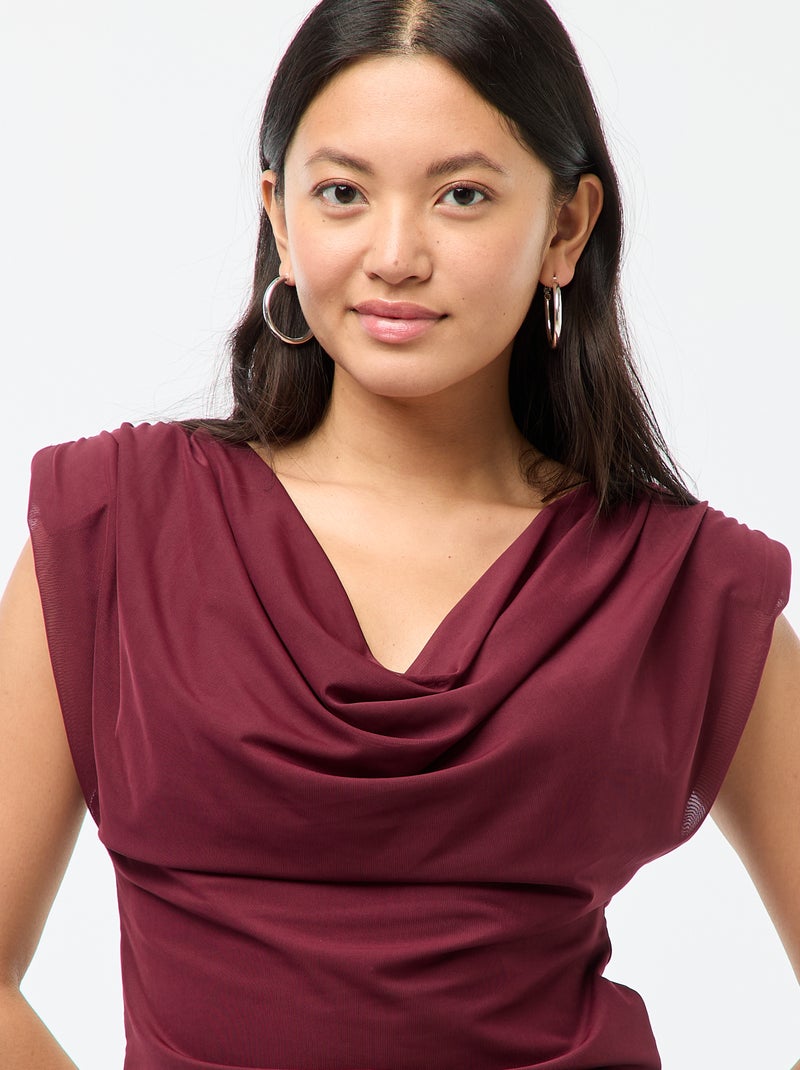 Haut à col bénitier sans manches drappé - Rouge - Femme - 15.00€ - Kiabi