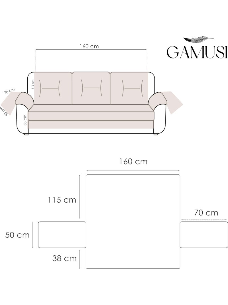 Housse de canapé 3 places, avec élastique ajustable - Gamusi. - Vert d ...