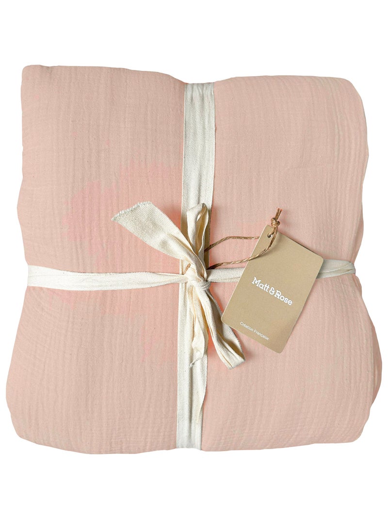 Housse de couette unie en coton, GAZE DE COTON - Rose - Adulte - 89.00 ...