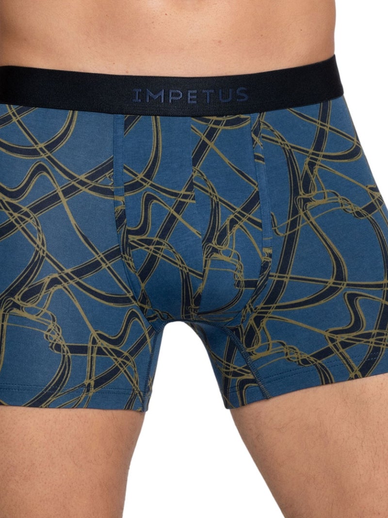 Impetus - Boxer en coton à imprimé abstrait Marti - Bleu - Kiabi - 22.00€