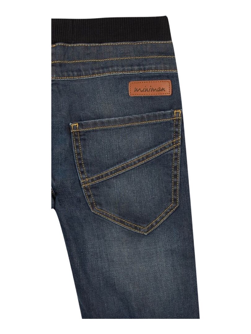 Jean 5 Poches À Taille Élastiquée 'miniman' - Bleu marine - Kiabi - nu€