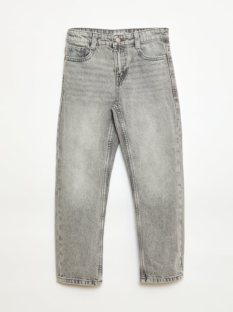 Jean droit à 5 poches - Gris - Garçon - 13.00€ - Kiabi