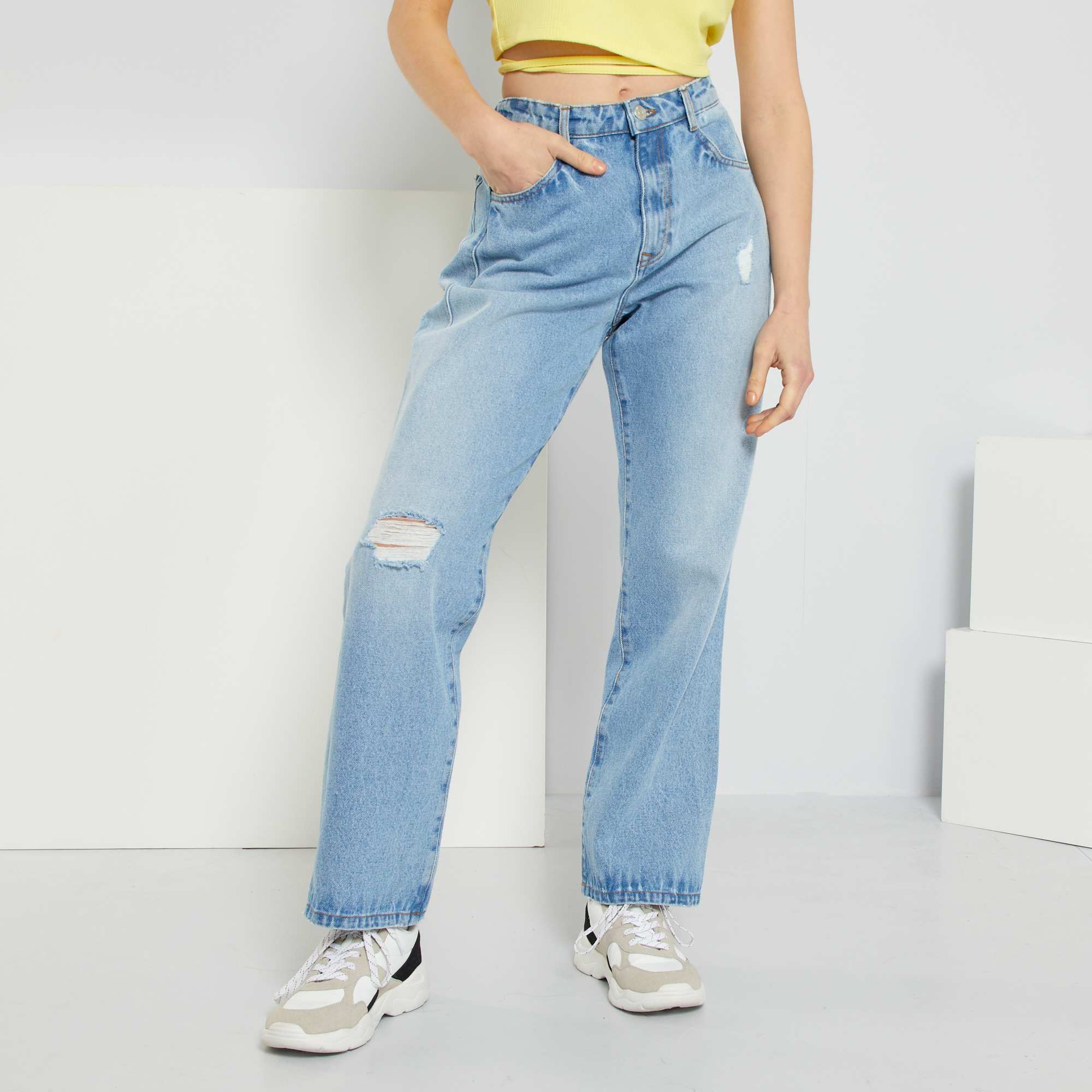 Jean large éco-conçu fille adolescente - double stone - Kiabi - 18,00€