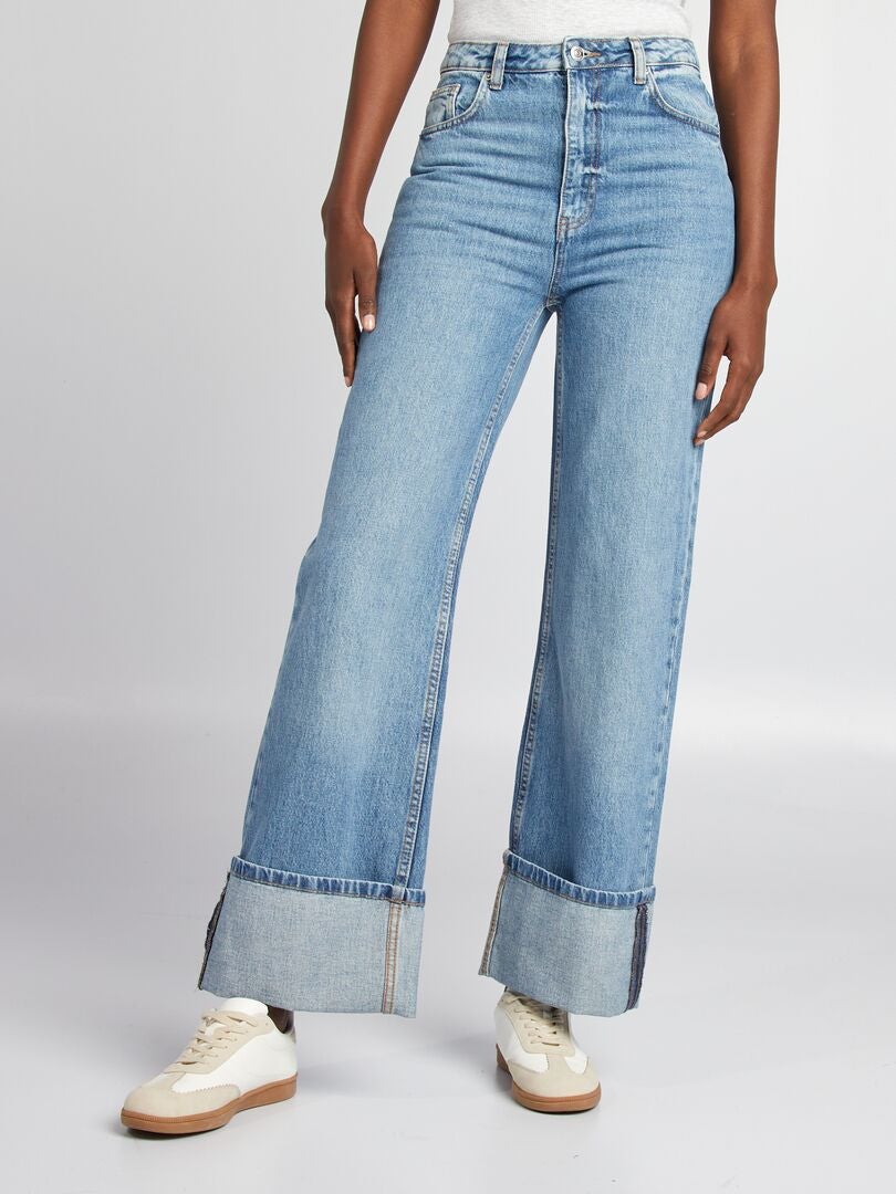 Jean large taille haute avec revers - Double stone - Kiabi - 25.00€