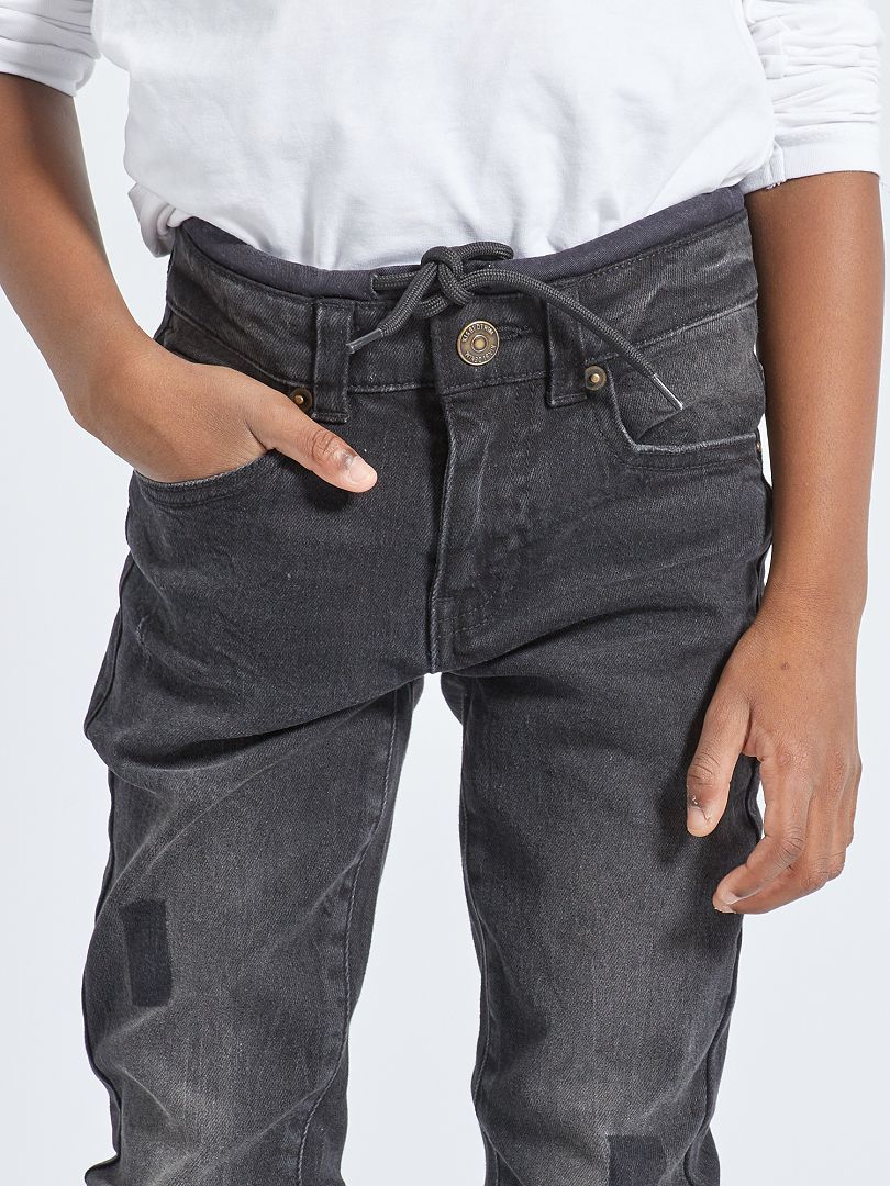 Jean skinny avec cordon de serrage - noir - Kiabi - 14.00€