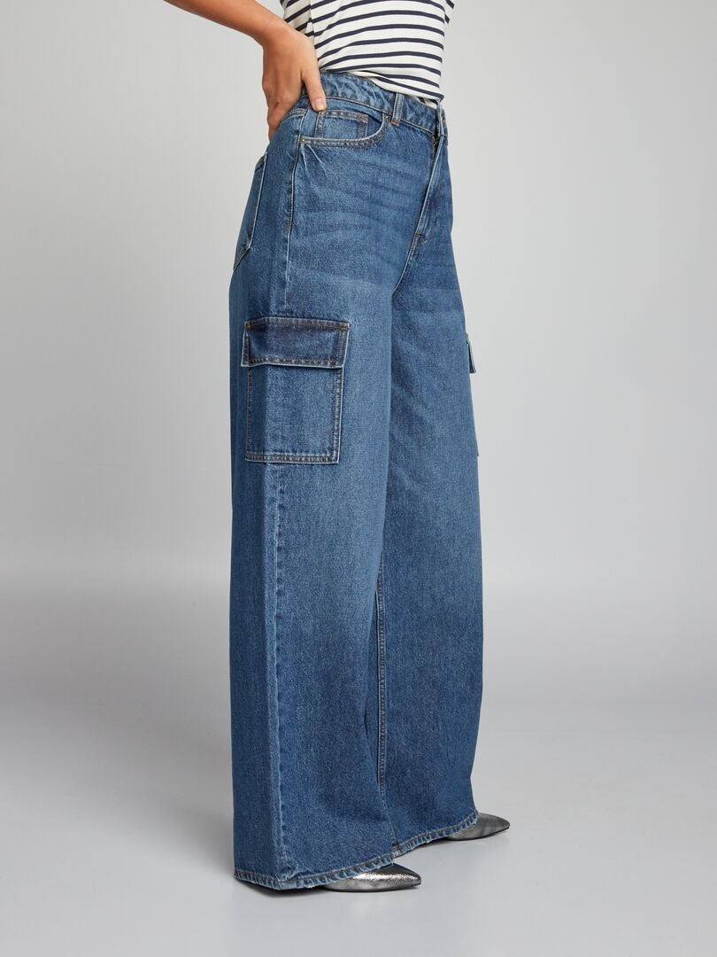 Jean wide-leg à taille haute - Stone - Kiabi - 22.00€