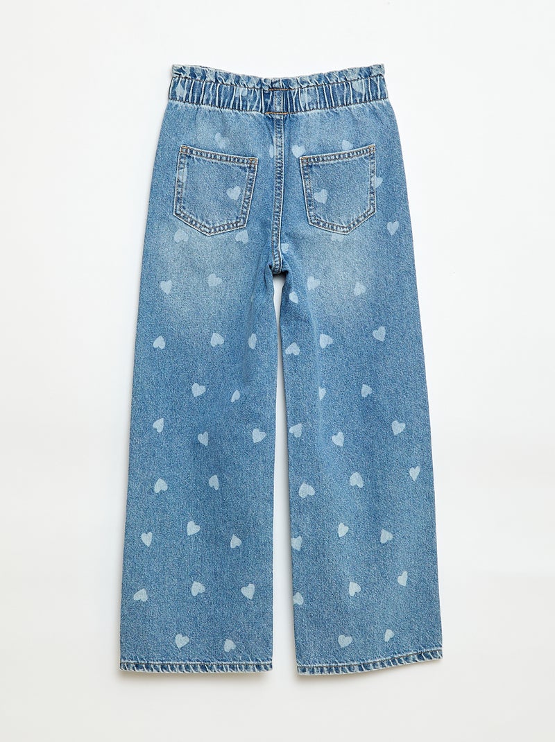 Jean wide leg imprimé fantaisie - Bleu - Fille - 18.00€ - Kiabi