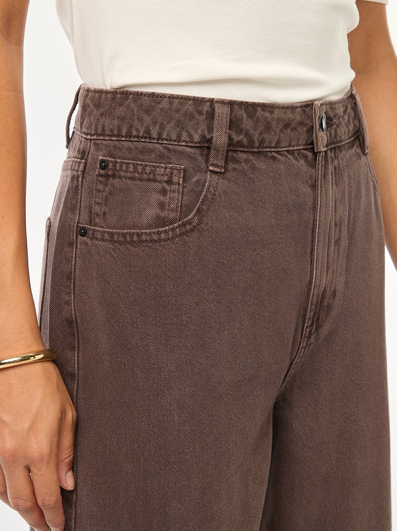 Jean Wide leg taille haute - Marron foncé - Femme - 18.00€ - Kiabi