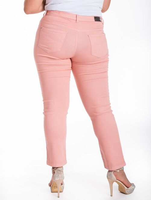 Jeans femme taille haute_rose