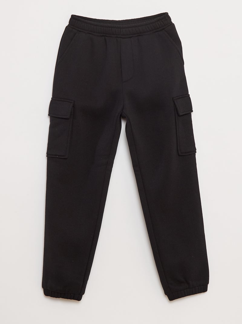 Jogging en molleton uni multi-poches - Noir - Enfant - 7.00€ - Kiabi