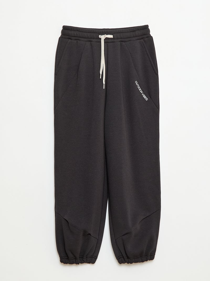 Jogging large uni en coton - Noir - Garçon - 9.00€ - Kiabi