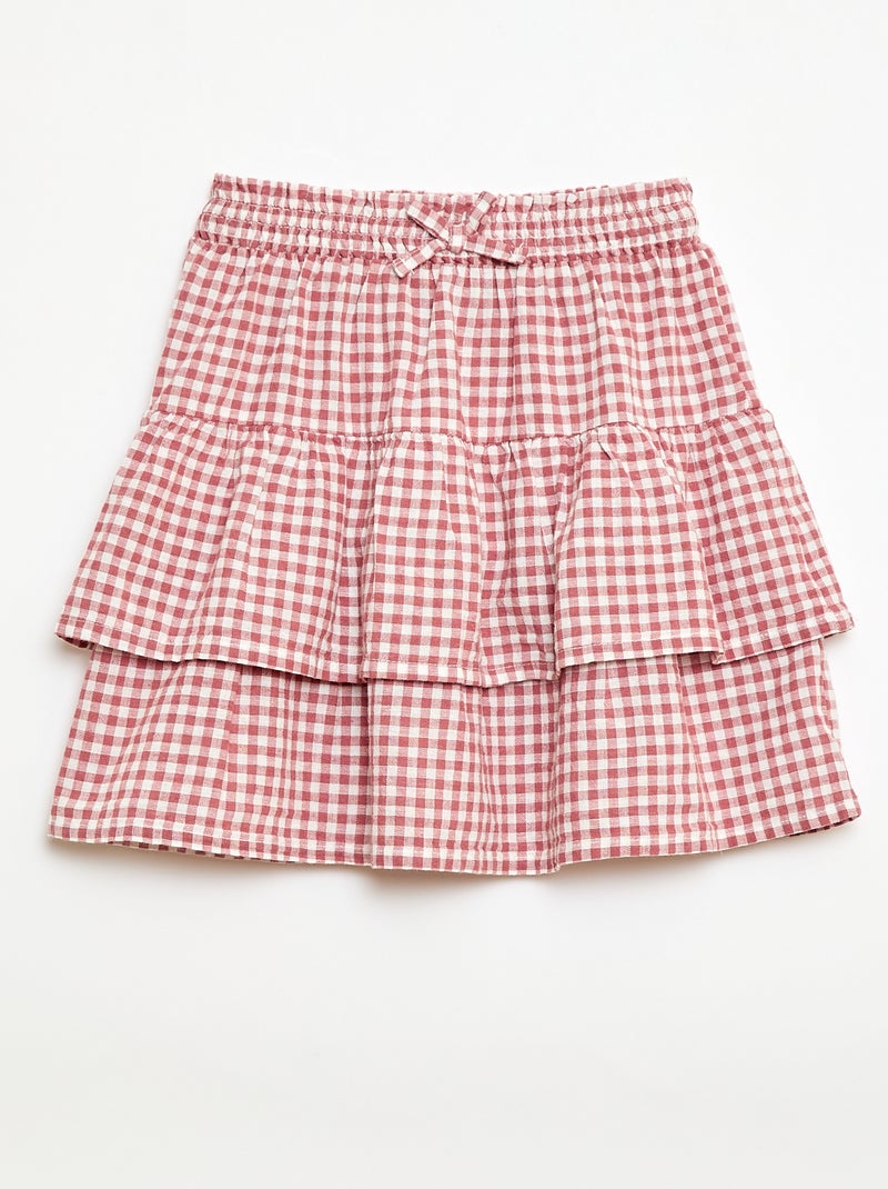 Jupe à volants vichy - Rose - Fille - 12.00€ - Kiabi