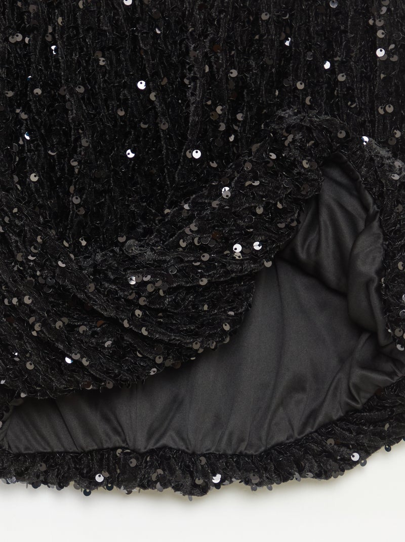 Jupe courte en sequins unie - Noir - Fille - 13.00€ - Kiabi