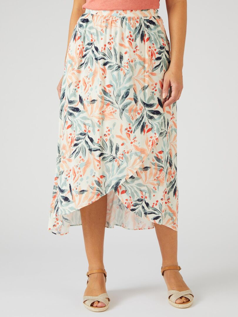 Jupe effet porte-feuille fibres Lenzing(TM) EcoVero(TM) - Damart - Rose - Kiabi - 49.99€