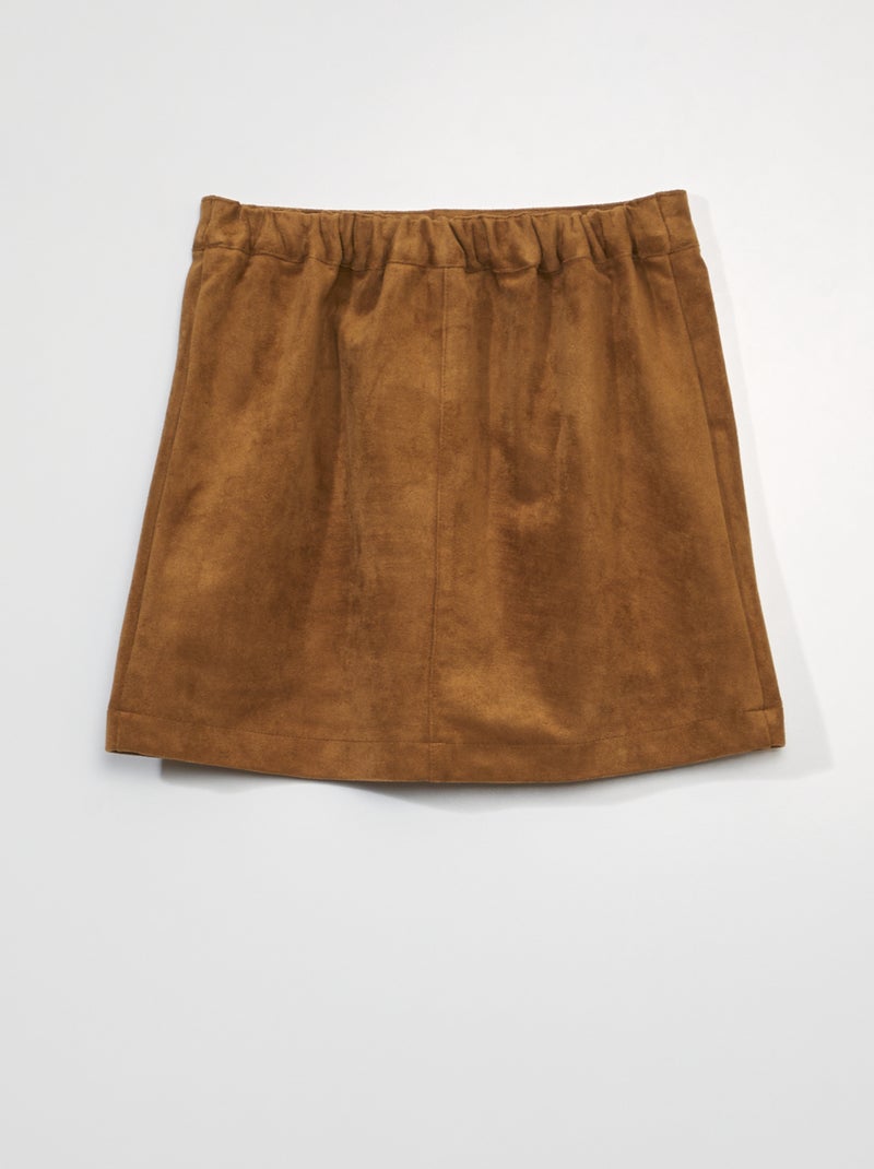 Jupe en daim avec boutons devant - Beige - Kiabi - 12.00€