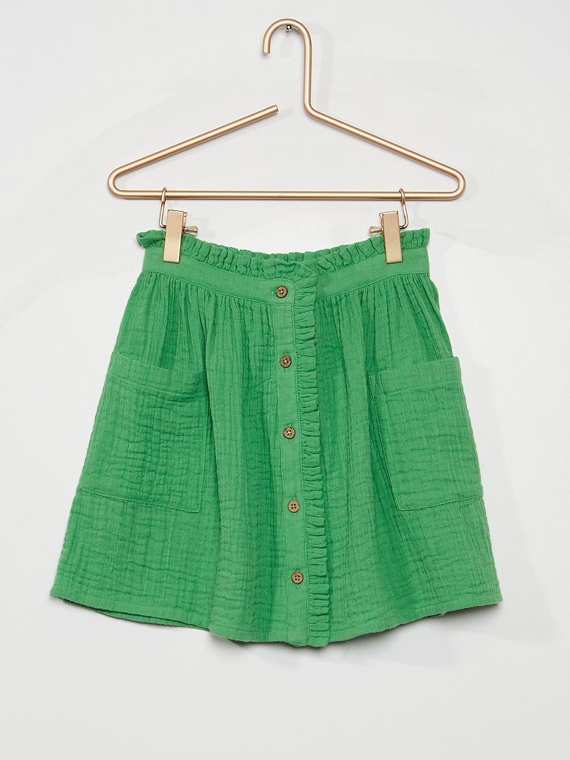 Jupe en gaze de coton - vert - Kiabi - 10.00€