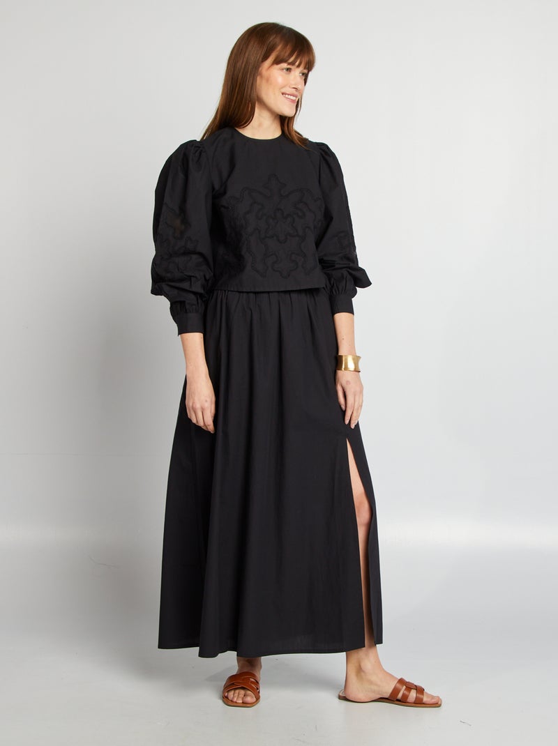 Jupe en popeline large - Noir - Femme - 12.00€ - Kiabi