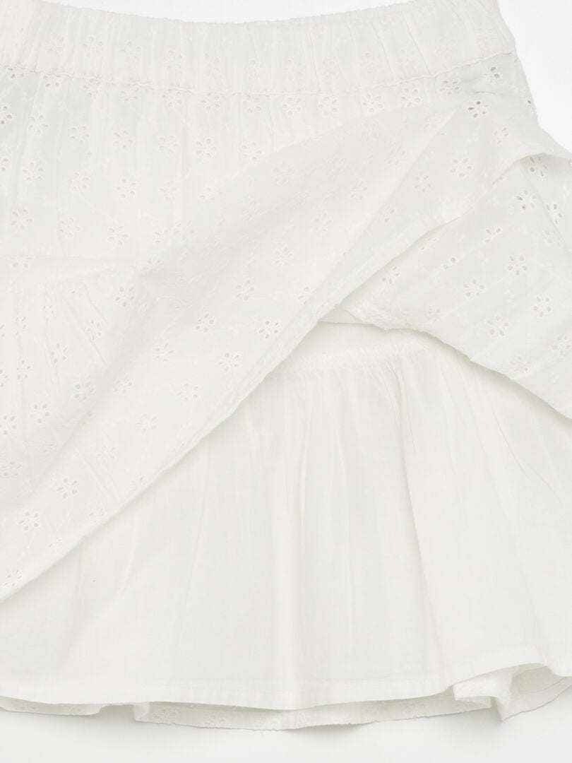 Jupe évasée en broderie anglaise - blanc - Kiabi - 10.00€