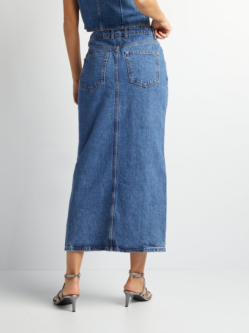 Jupe longue en denim - Bleu - Femme - 20.00€ - Kiabi