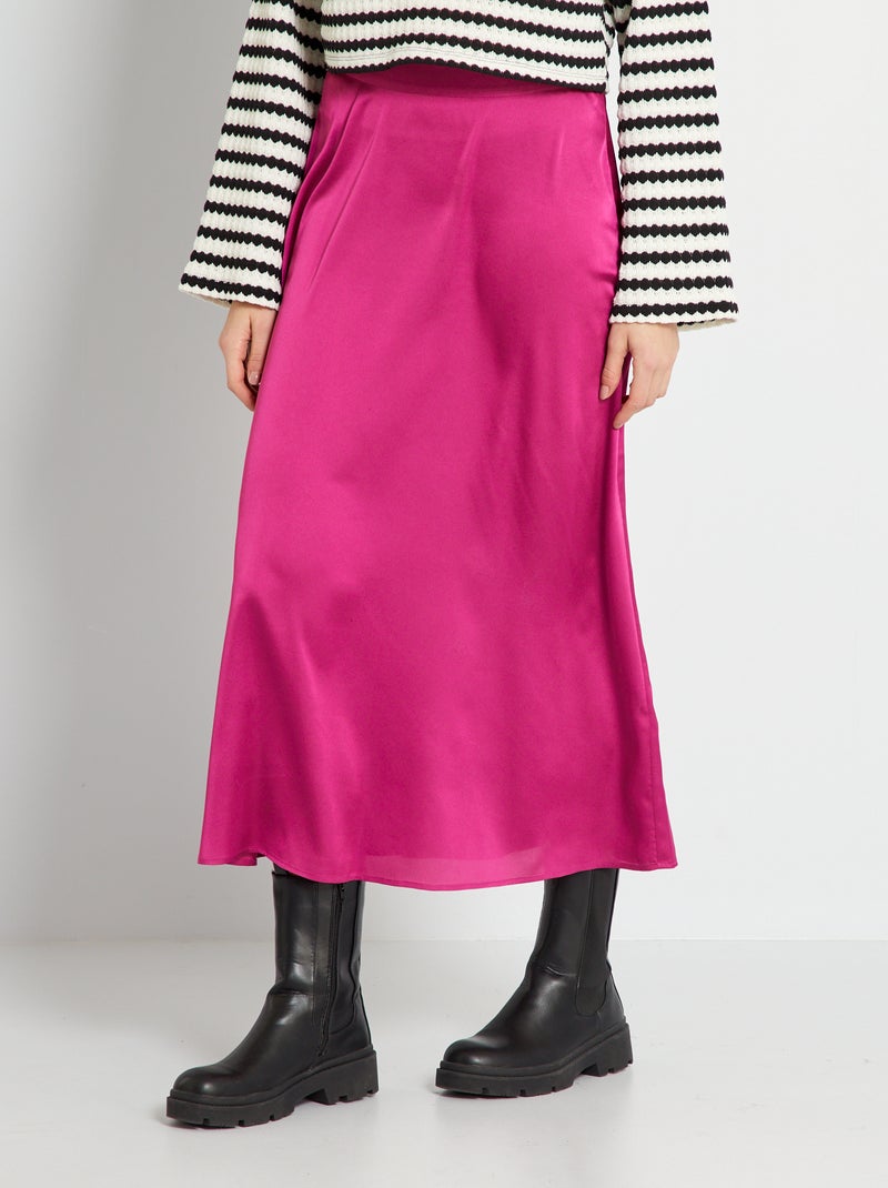 Jupe longue en satin - Fuschia - Kiabi - 10.00€