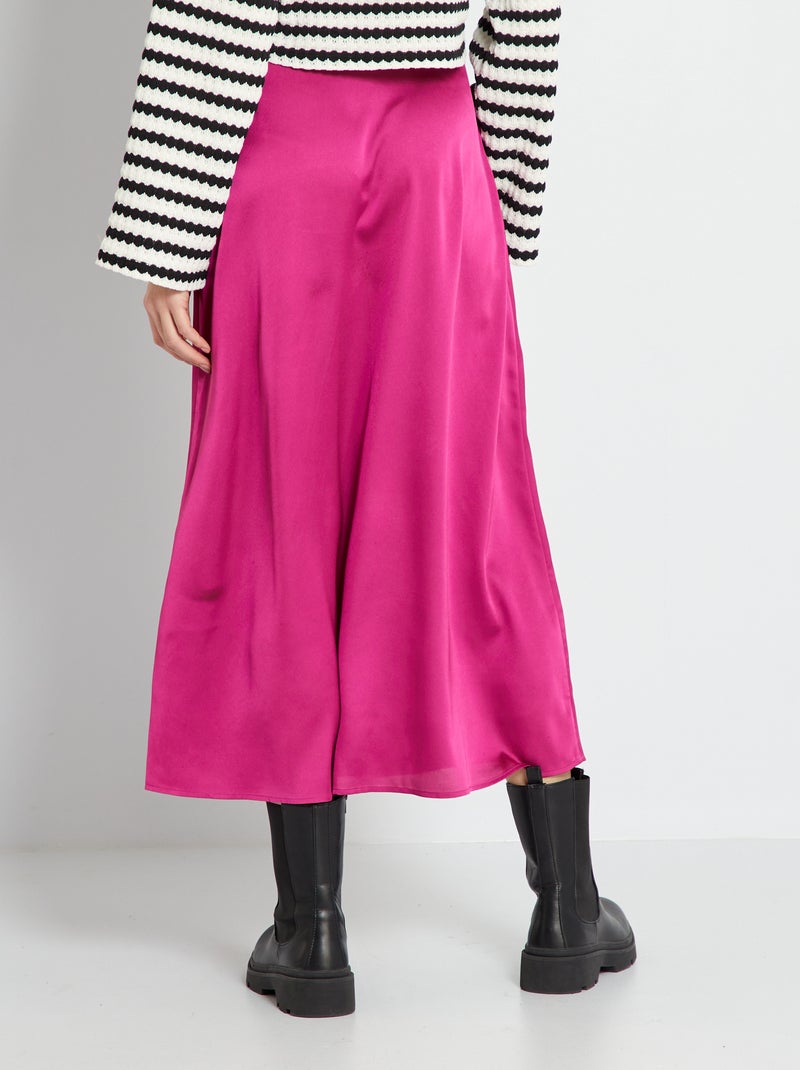 Jupe longue en satin - Fuschia - Kiabi - 10.00€