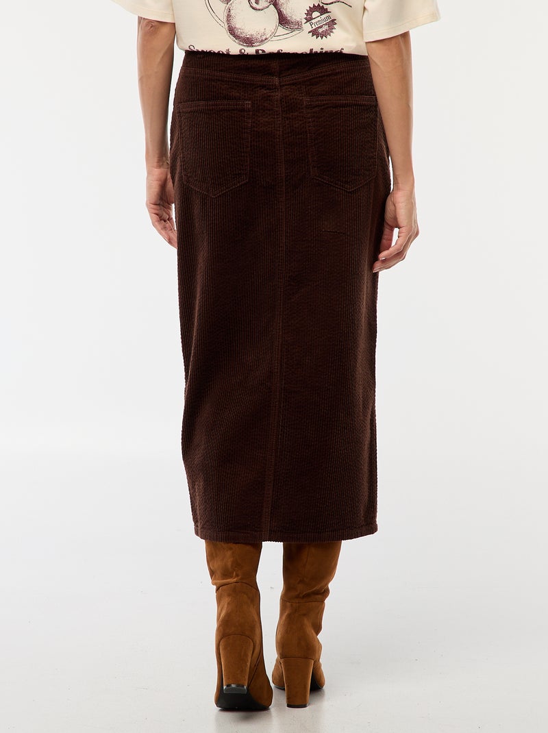 Jupe longue en velours côtelé - Marron - Femme - 20.00€ - Kiabi