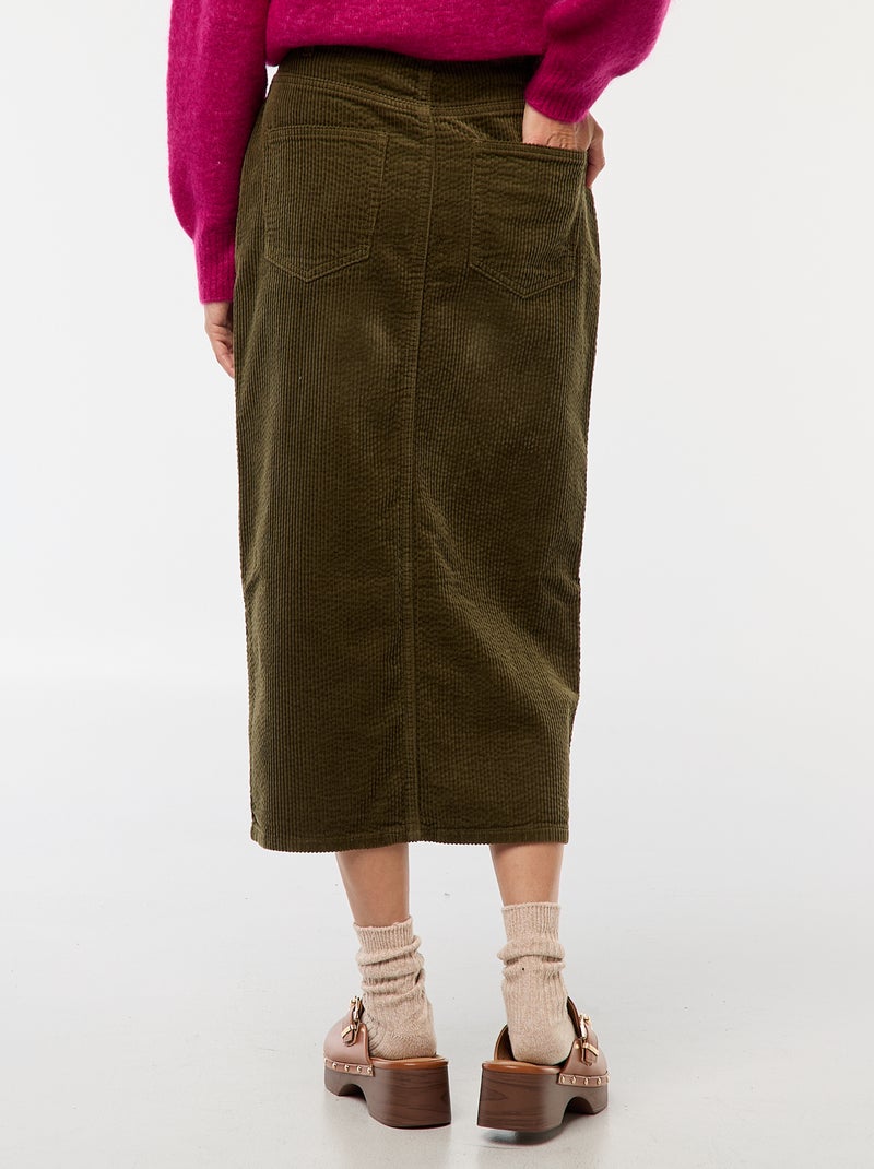 Jupe longue en velours côtelé - Vert - Femme - 20.00€ - Kiabi