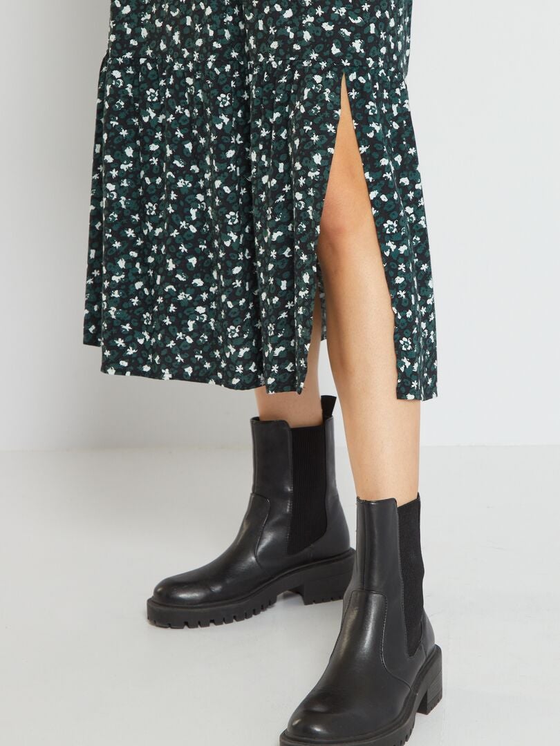 Jupe longue fleurie en viscose - Vert - Kiabi - 18.00€