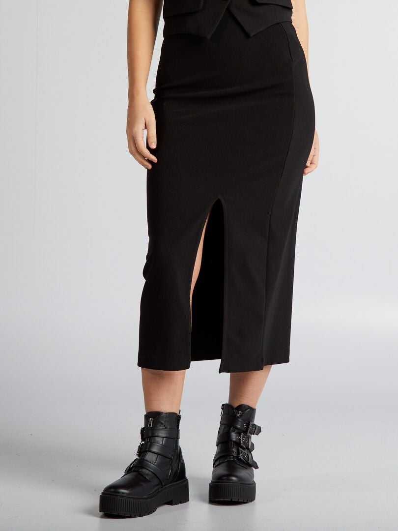 Jupe midi avec fentes - noir - Kiabi - 15.00€