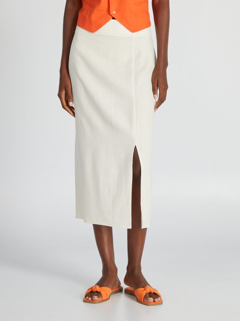 Jupe midi droite - Ecru - 22.00€ - Kiabi