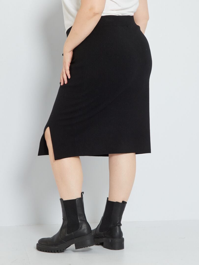 Jupe midi en maille - noir - Kiabi - 20.00€