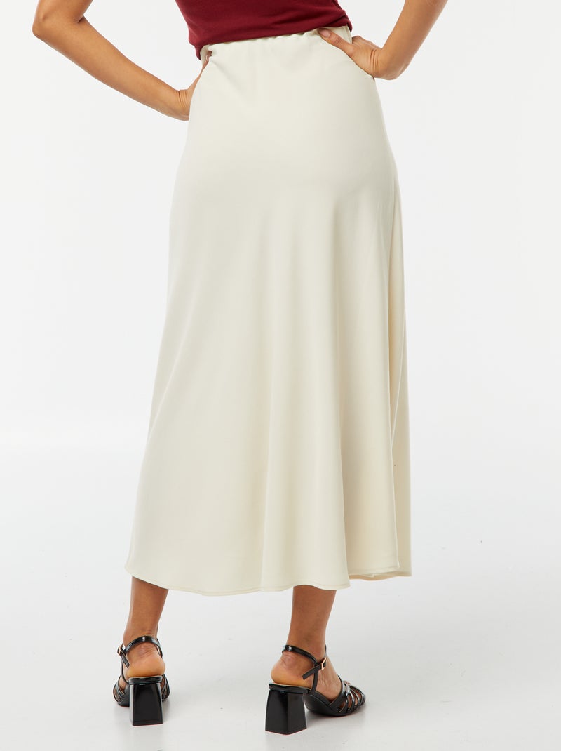Jupe midi en satin - BLANC - Femme - 14.40€ - Kiabi