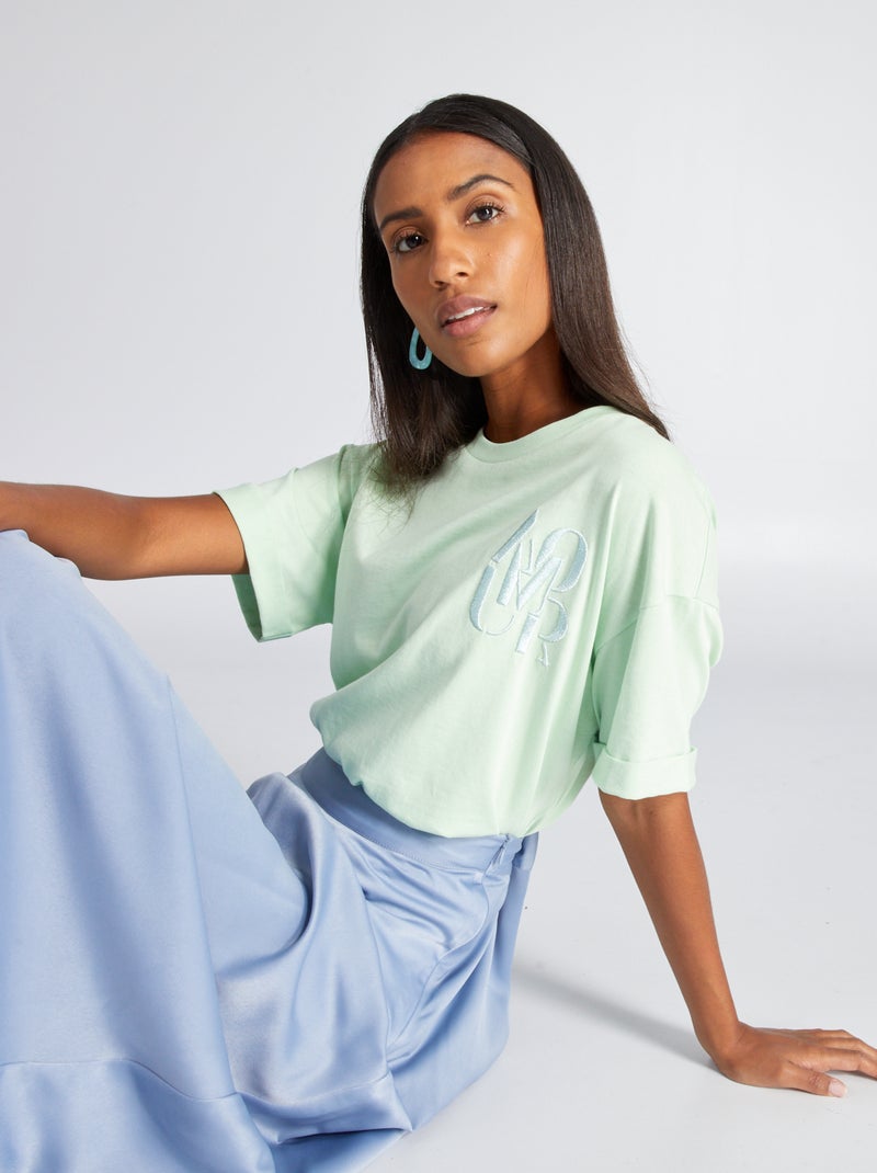 Jupe midi en satin - Bleu - Kiabi - 20.00€