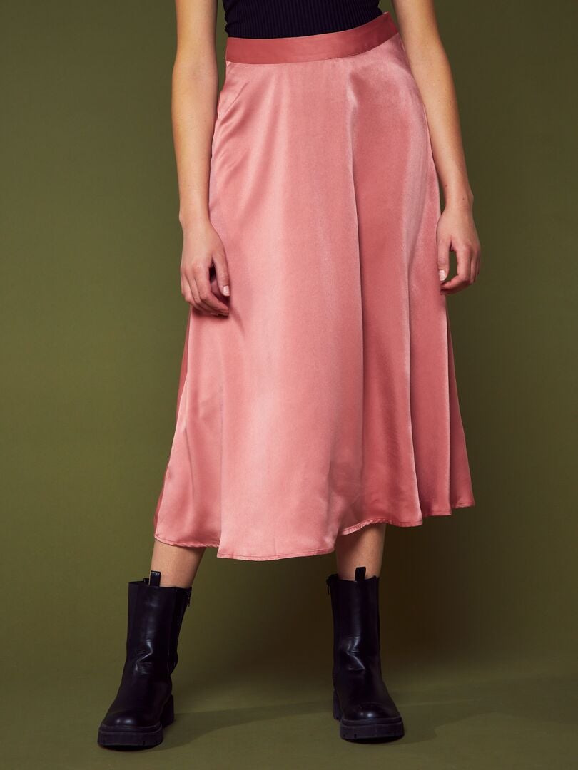 Jupe midi en satin - Rose - Kiabi - 20.00€