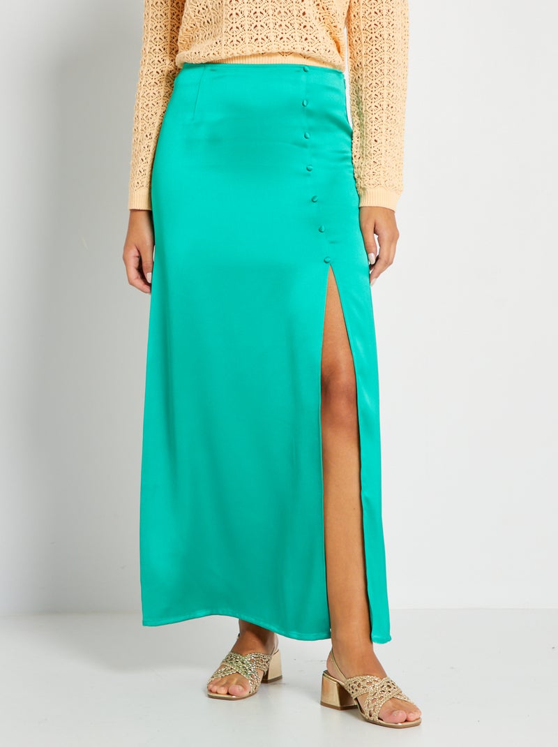 Jupe midi en satin - Vert - Kiabi - 12.50€