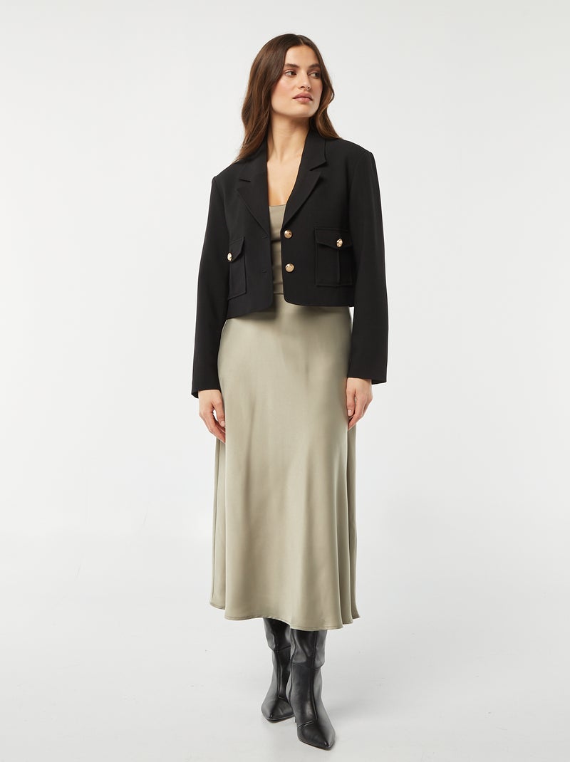 Jupe midi en satin - Vert - Femme - 8.80€ - Kiabi