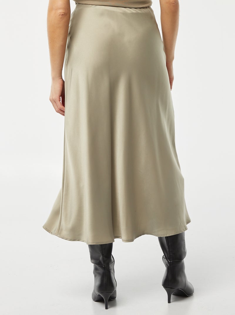 Jupe midi en satin - Vert - Femme - 8.80€ - Kiabi