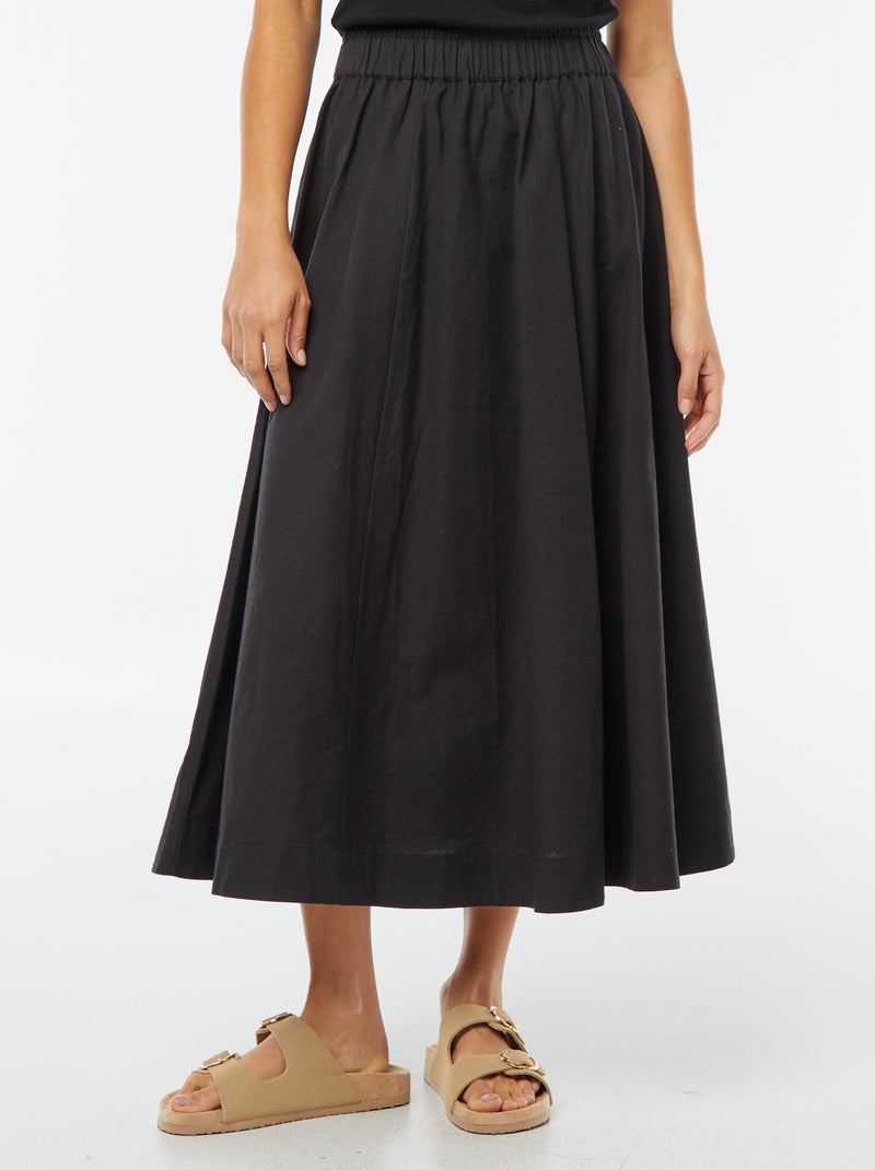 Jupe midi forme évasée - noir - Femme - 16.00€ - Kiabi