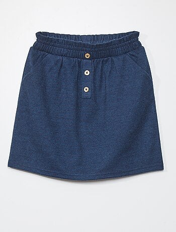 Jupe en daim avec boutons devant - Bleu - Kiabi - 8.40€