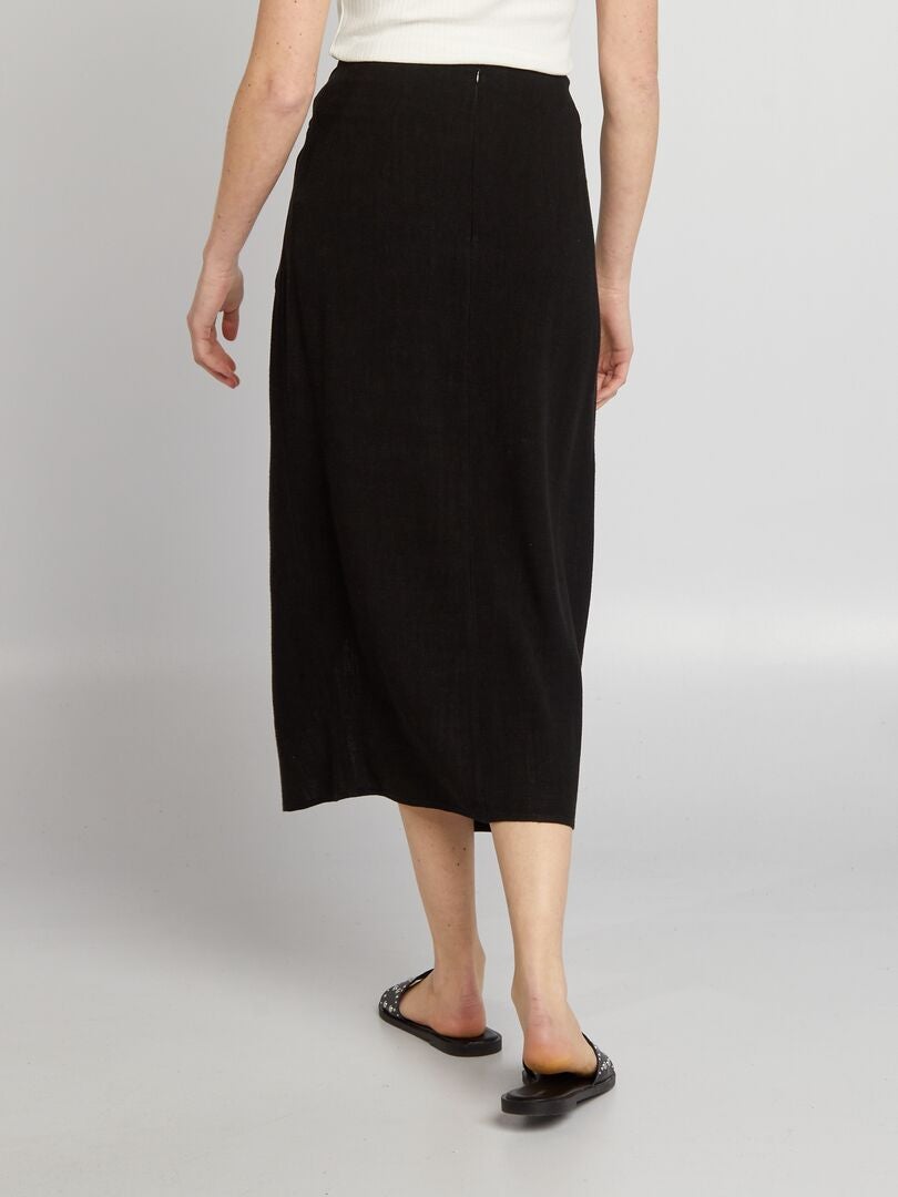 Jupe portefeuille en lin mélangé - noir - Kiabi - 20.00€