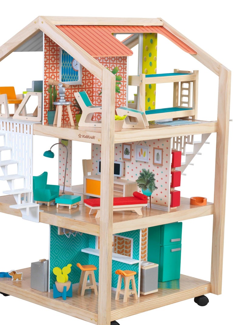 KidKraft - Maison de poupée en bois So Stylish avec 42 accessoires inclus - EZ Kraft - N/A - 0. ...