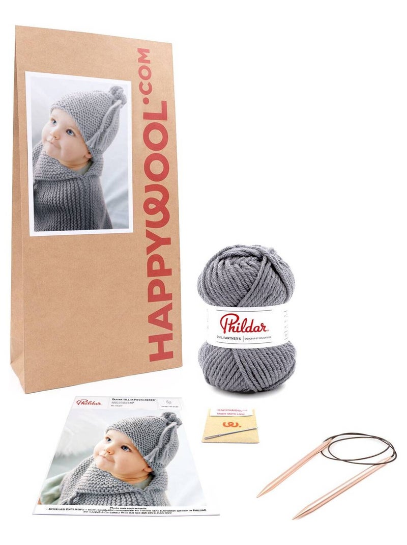 Kit Tricot Poncho et bonnet Laine Benny - Argenté - 0.00€ - Kiabi