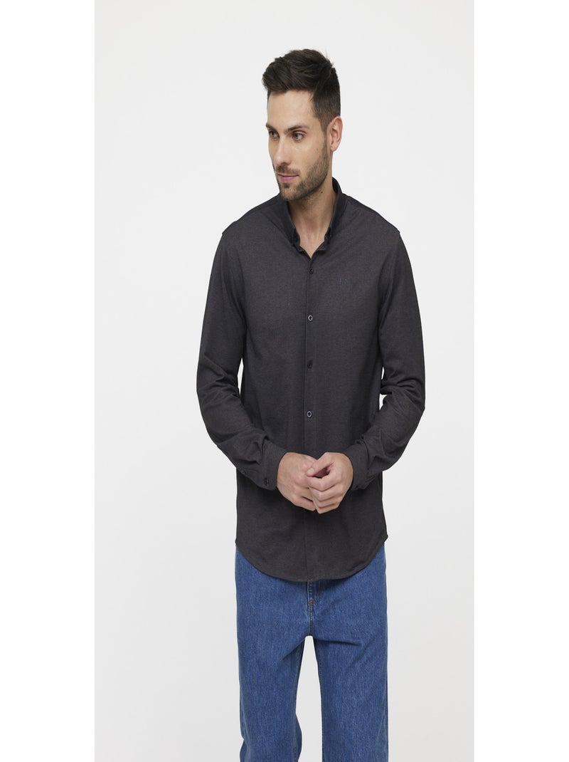 Lee Cooper - Chemise manches longues w747 regular DOBBY - gris ...