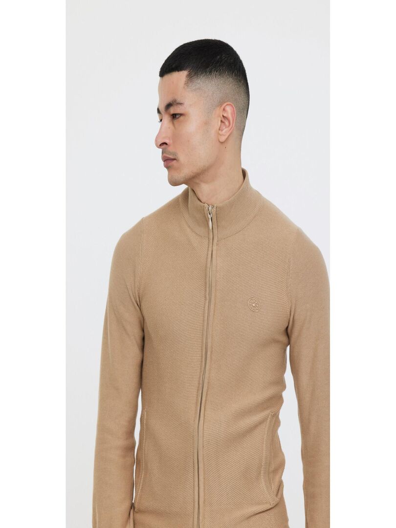 Lee Cooper - Gilet manches longues coton regular COUKI - Beige argile ...