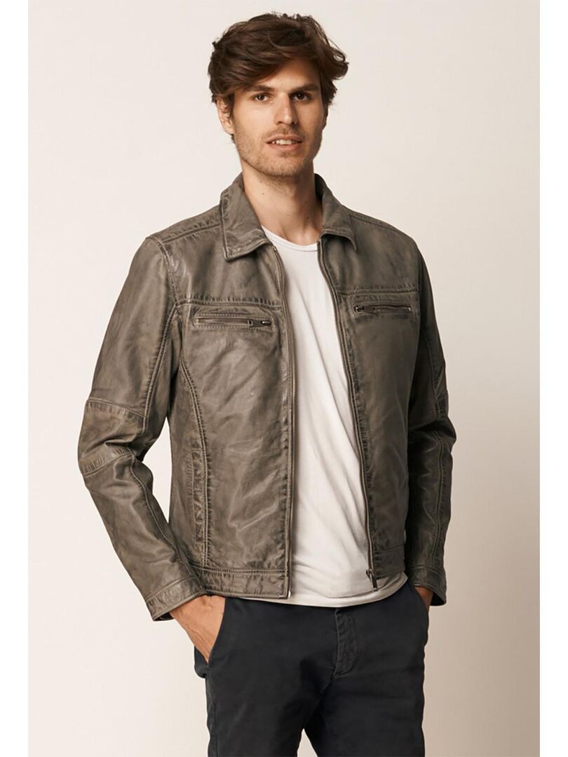 Lee Cooper - Veste cuir BRIX - Gris - Kiabi - nu€