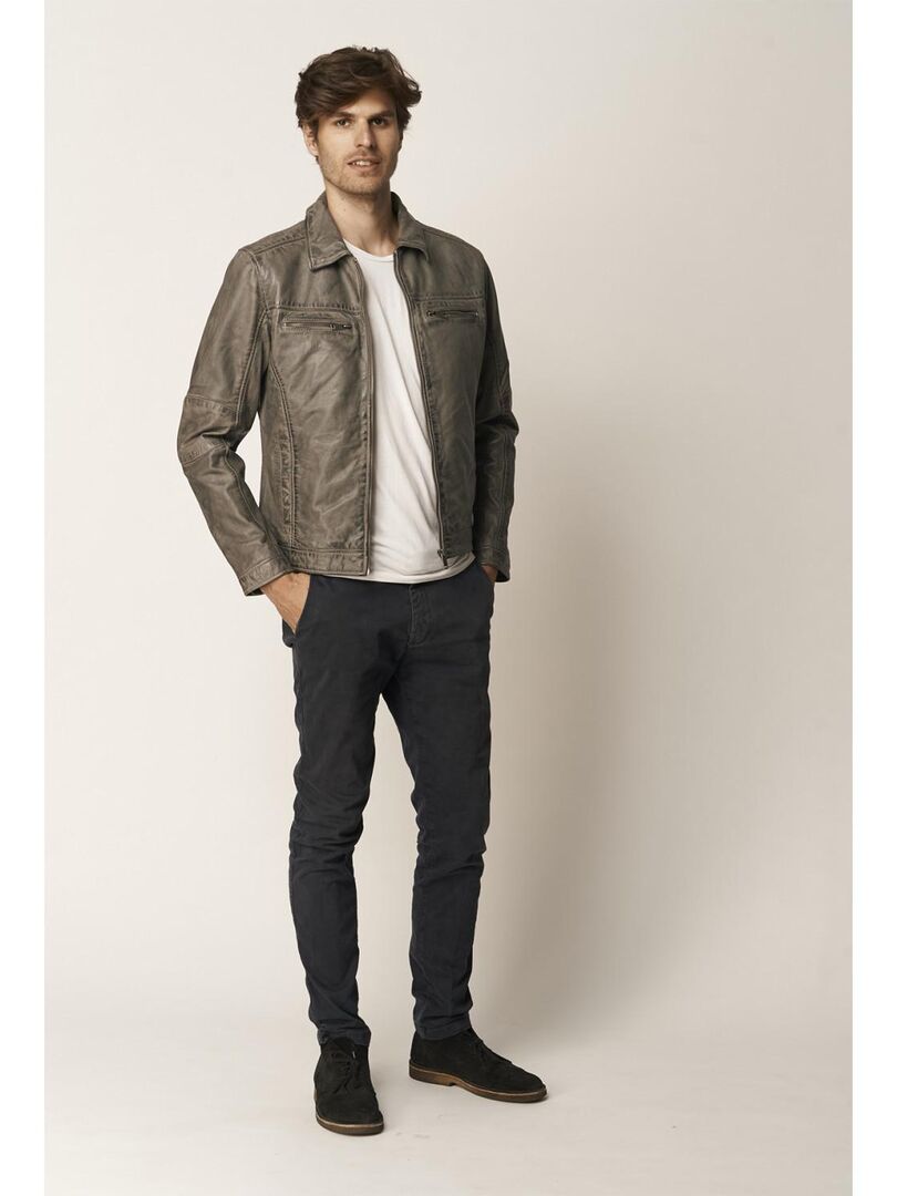 Lee Cooper - Veste cuir BRIX - Gris - Kiabi - nu€