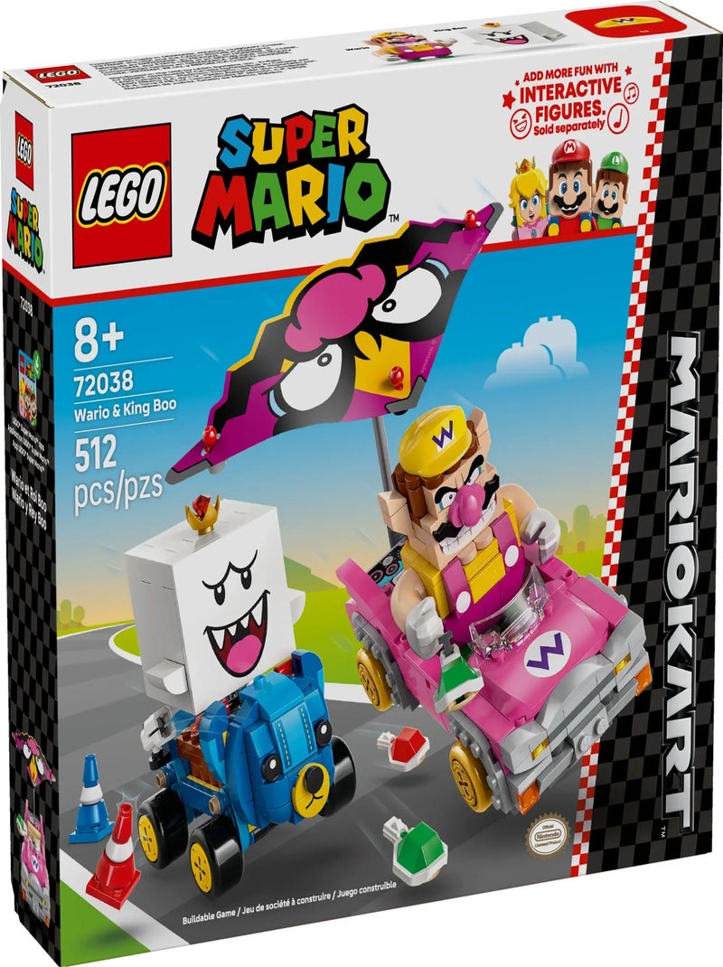 LEGO Super Mario : Set Mario Kart avec Wario et Roi Boo - 72038 - Rouge ...